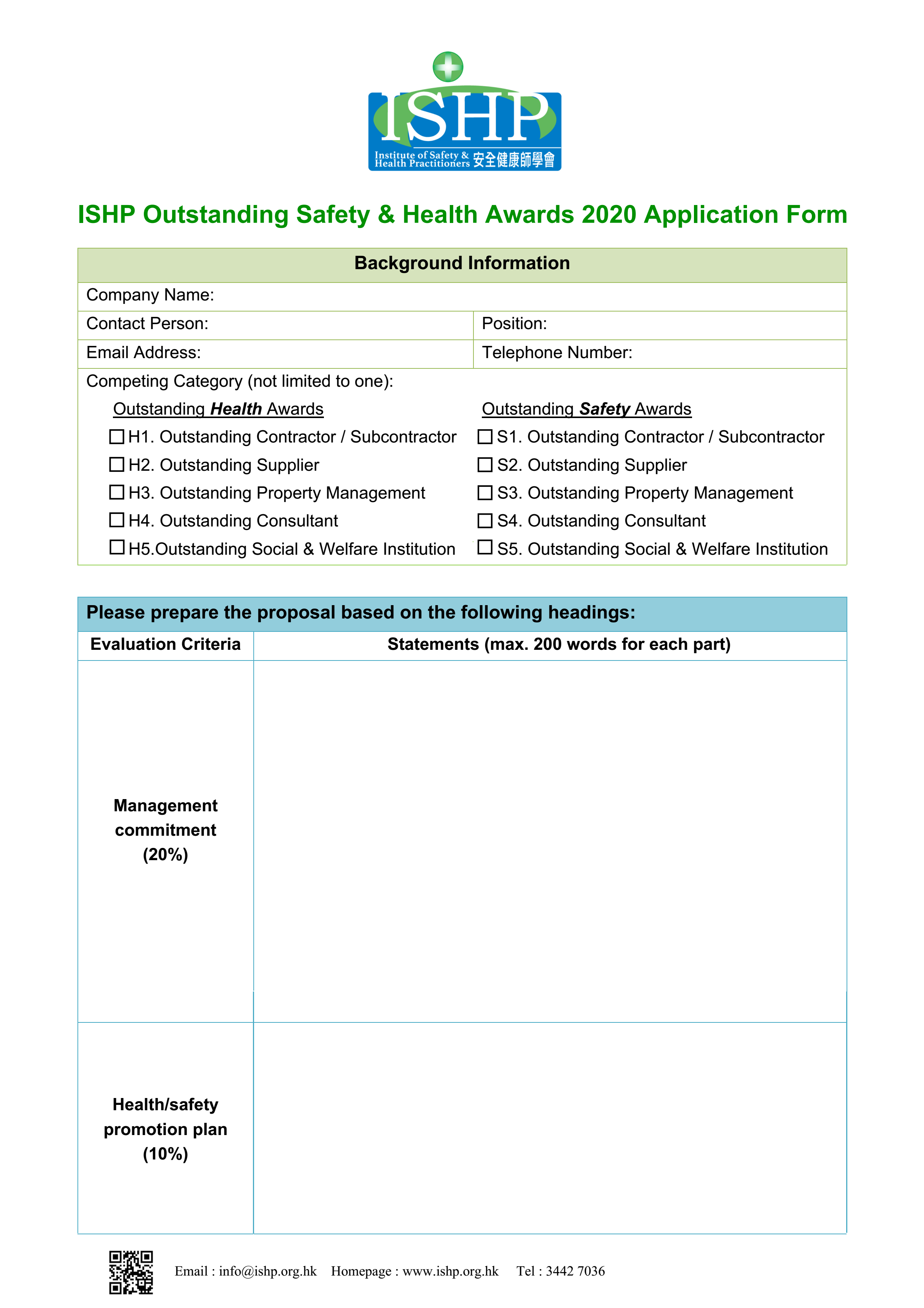 ISHP - ISHP Outstanding Safety & Health Awards 2020